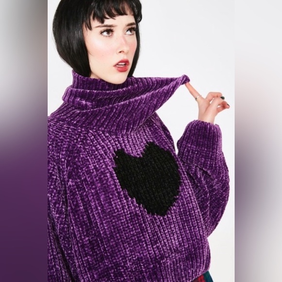 Lazy Oaf | Sweaters | Lazy Oaf Black Heart Velour Roll Neck Jumper ...